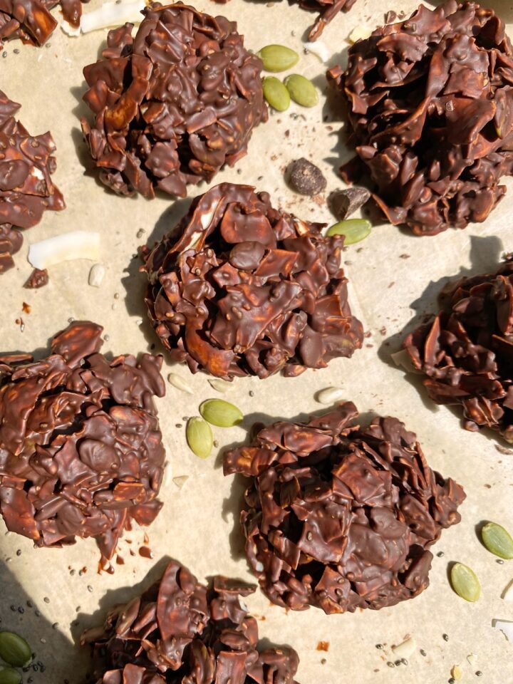 Dark Chocolate Coconut Clusters (Keto) - Bake It Paleo
