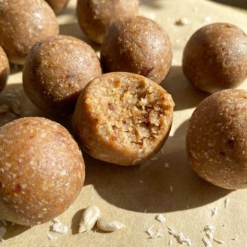Vanilla Protein Balls (No Nuts, Paleo) - Bake It Paleo