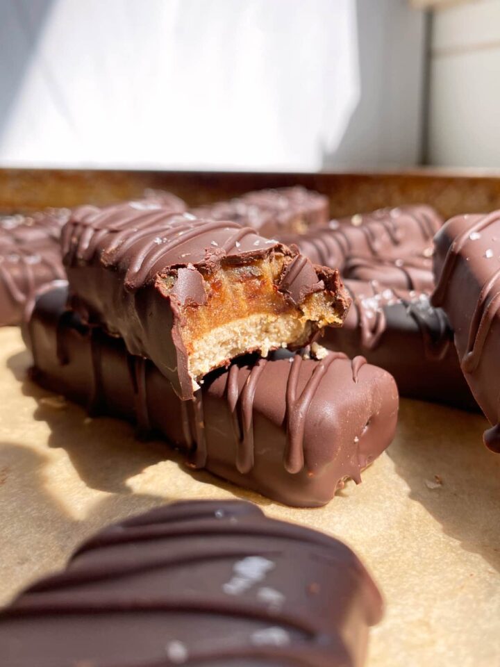 Homemade Twix Bars (Vegan, Paleo, Nut Free) - Bake It Paleo