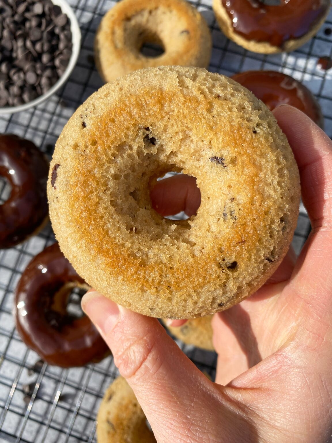 Healthy Chocolate Chip Donuts (Baked, No Yeast) - Bake It Paleo
