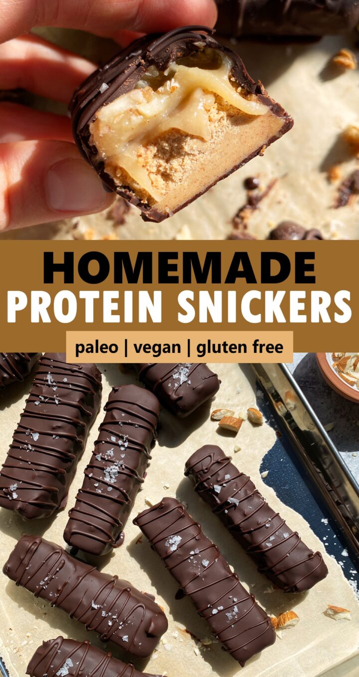 Homemade Protein Snickers Bars (Paleo, Vegan) - Bake It Paleo
