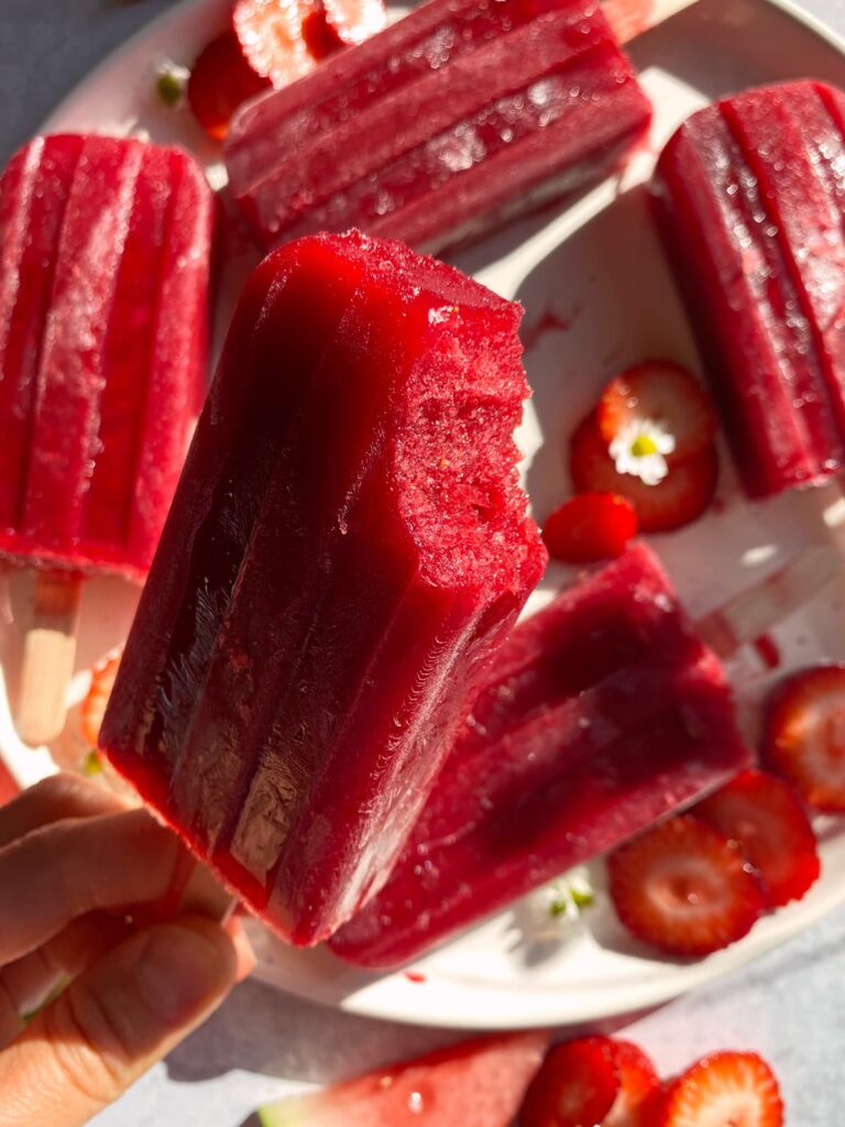 Healthy Strawberry Watermelon Popsicles - Bake It Paleo