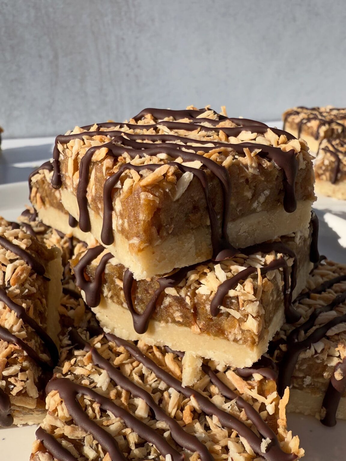 Samoa Cookie Bars (Paleo, Vegan) - Bake It Paleo