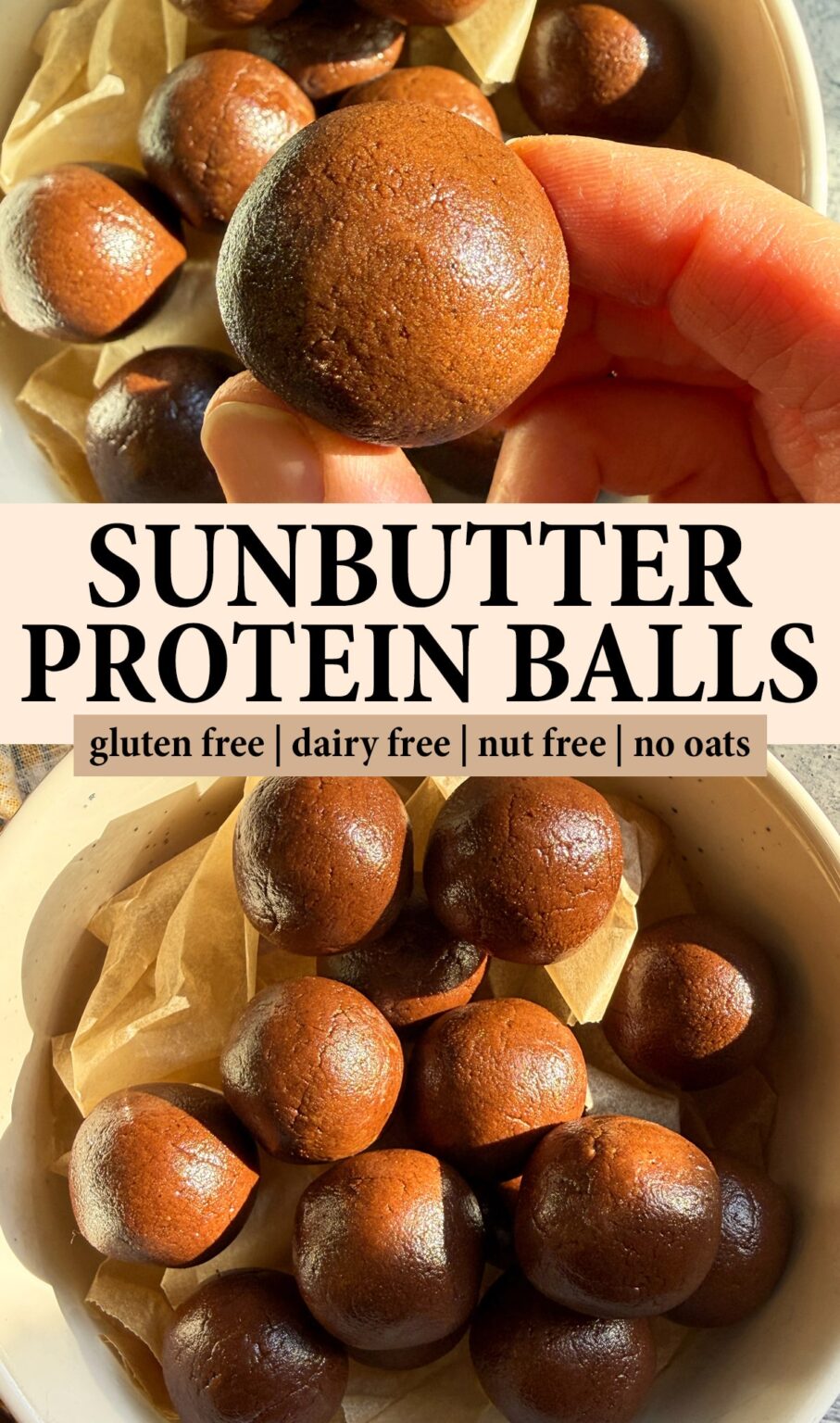 Sunbutter Protein Balls (No Nuts, No Oats) - Bake It Paleo